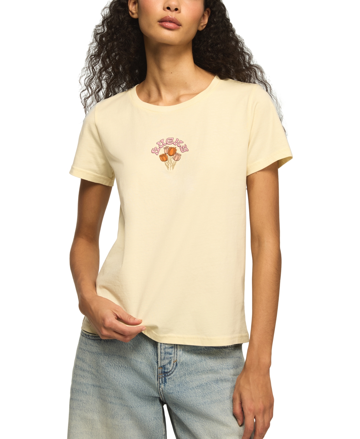 Click here for Lucky Brand Womens Crewneck Embroidered T-Shirt -... prices