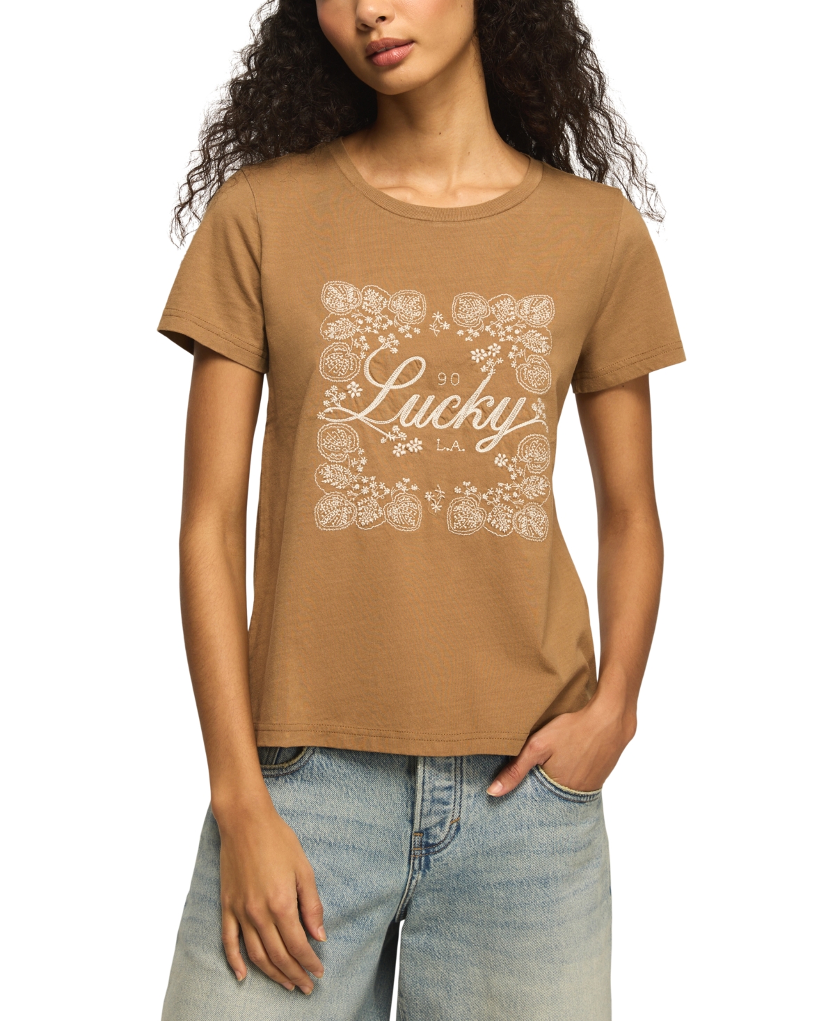 Click here for Lucky Brand Womens Lace-Detailed Floral Frame Moti... prices
