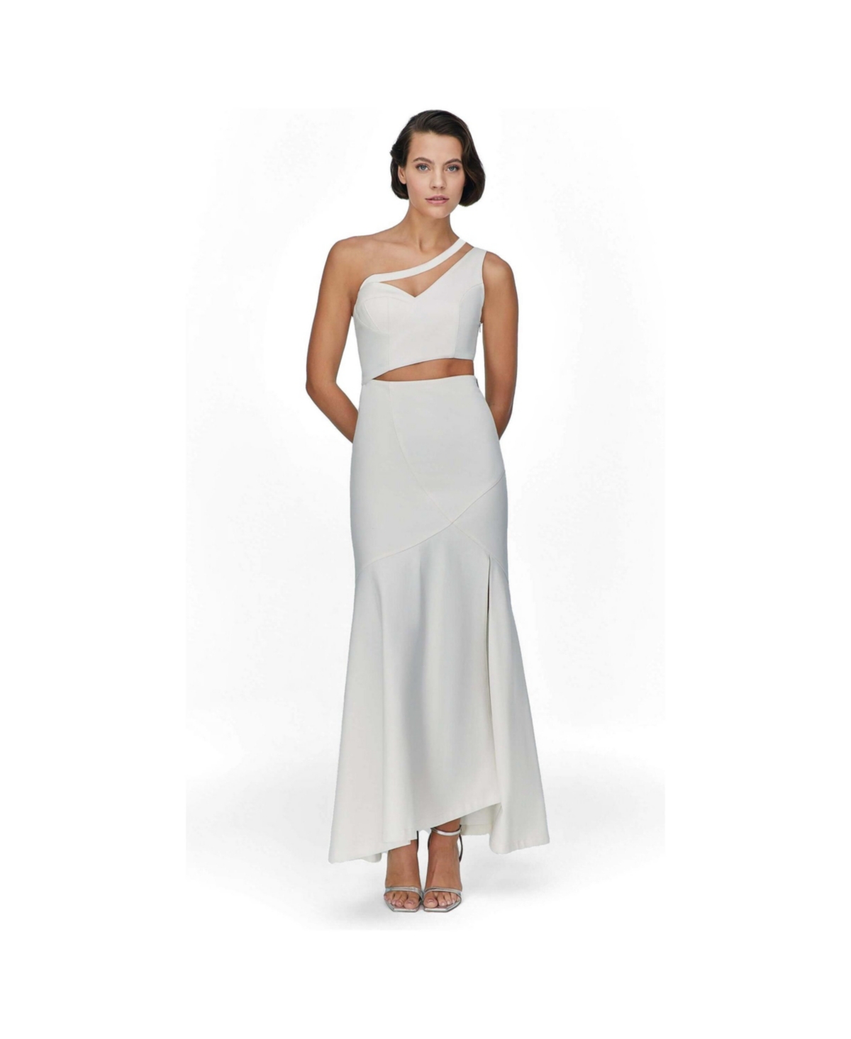 Click here for Jendue Womens Ron Asymmetric White Denim Maxi Dres... prices