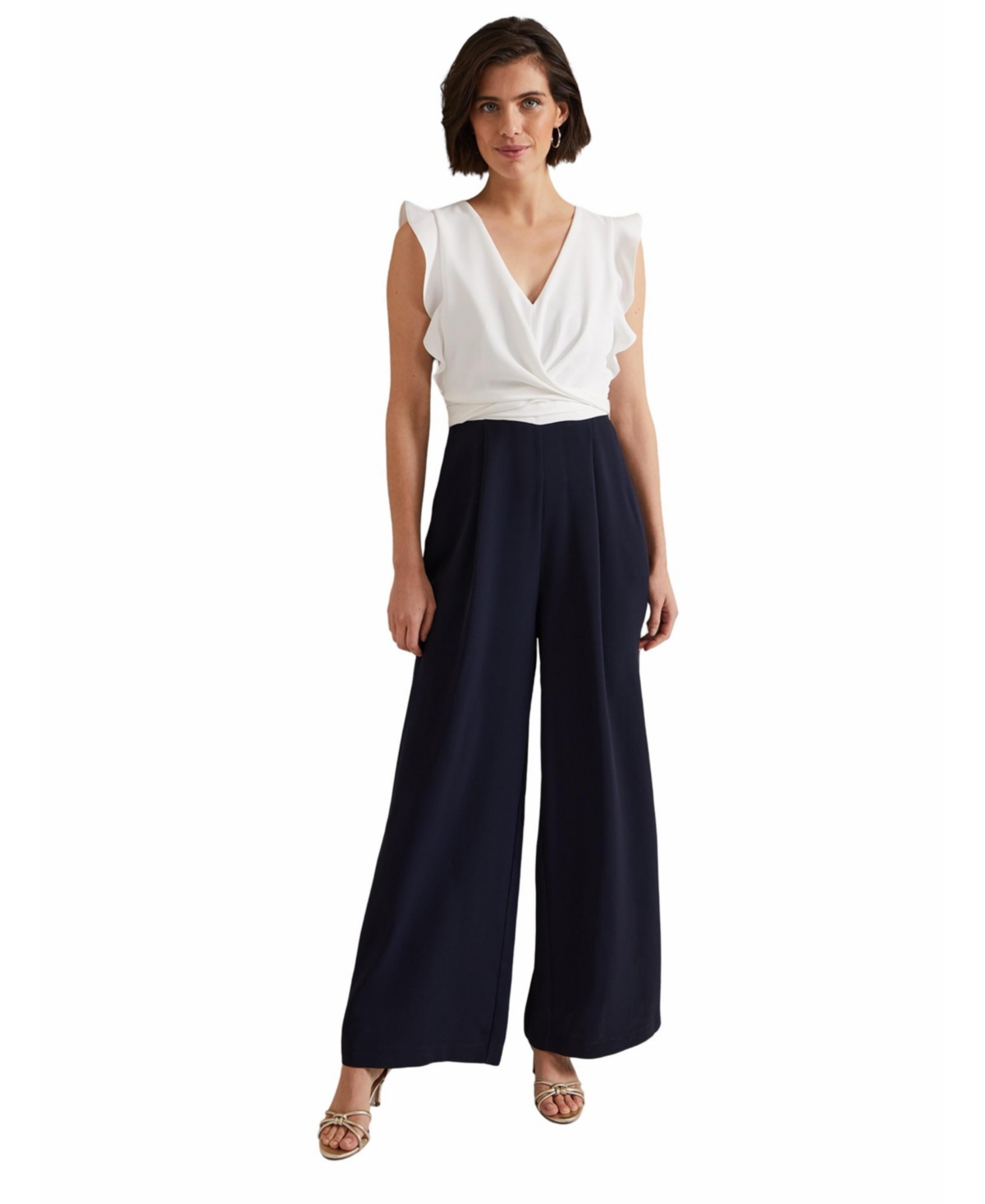Click here for Phase Eight Womens Ayla Ruffle Wrap Jumpsuit - Whi... prices