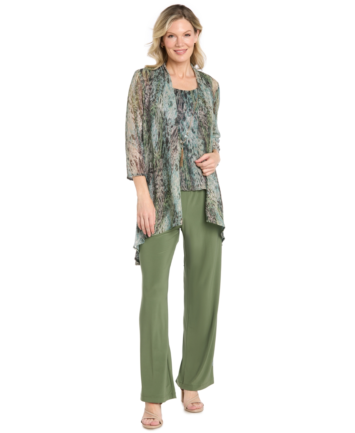 Click here for R & M Richards Womens 3 Piece Animal Print Metalli... prices