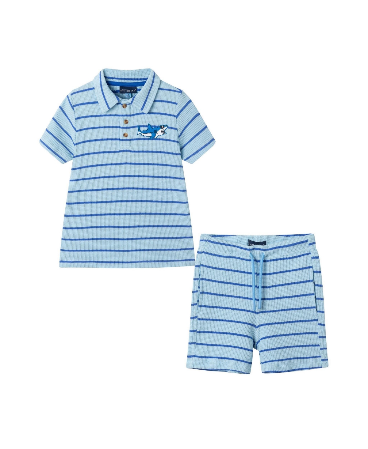 Click here for Andy & Evan Toddler Boys Waffle Polo Set - Blue sh... prices