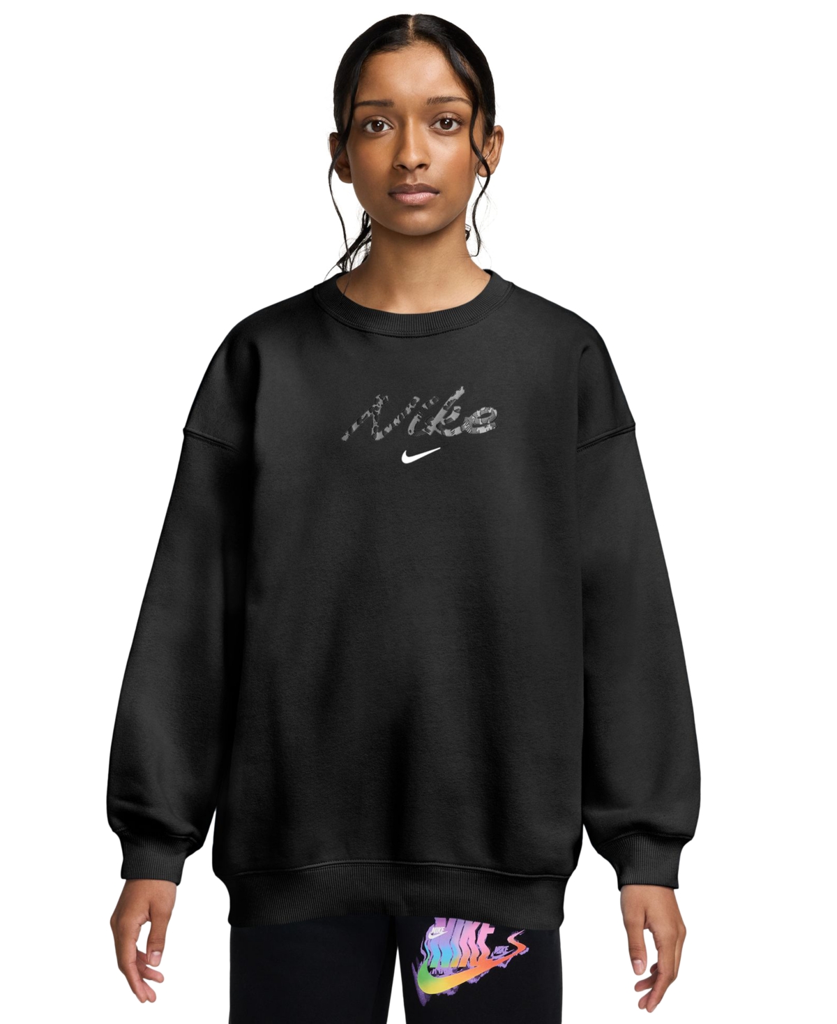 Click here for Nike Girls 7-16 Oversized Crewneck Sweatshirt - Bl... prices