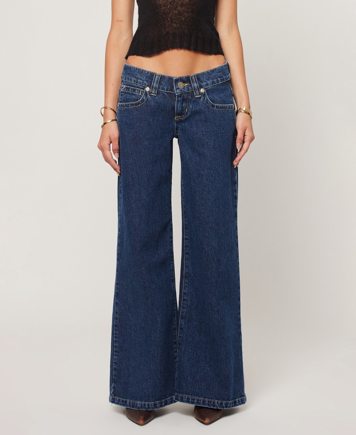Click here for Abrand Womens 00 Tara Low-Rise Wide-Leg Jeans - Da... prices
