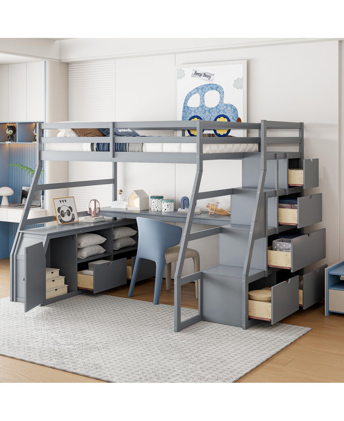 Click here for Streamdale Furniture Full Size Loft Bed with 7 Dra... prices