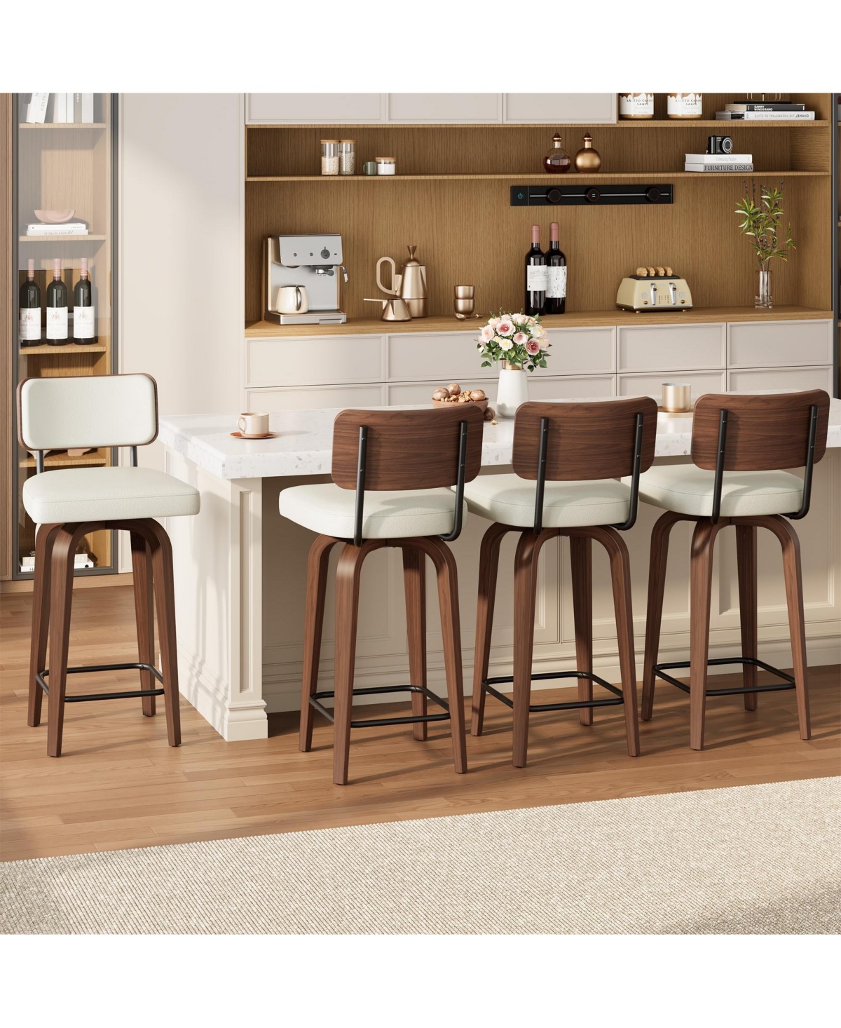 Click here for homfan Swivel Bar Stools Set of 4  Upholstered Cou... prices