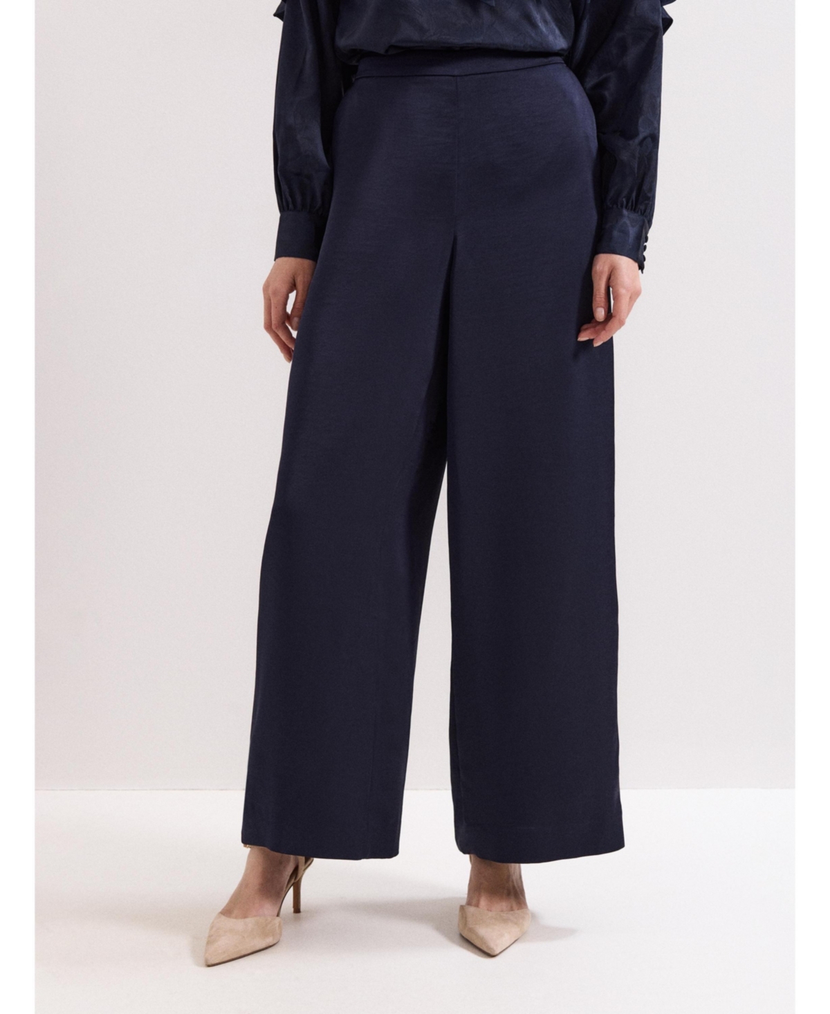 Click here for Phase Eight Womens Beccy Satin Trouser - Dark Blue prices