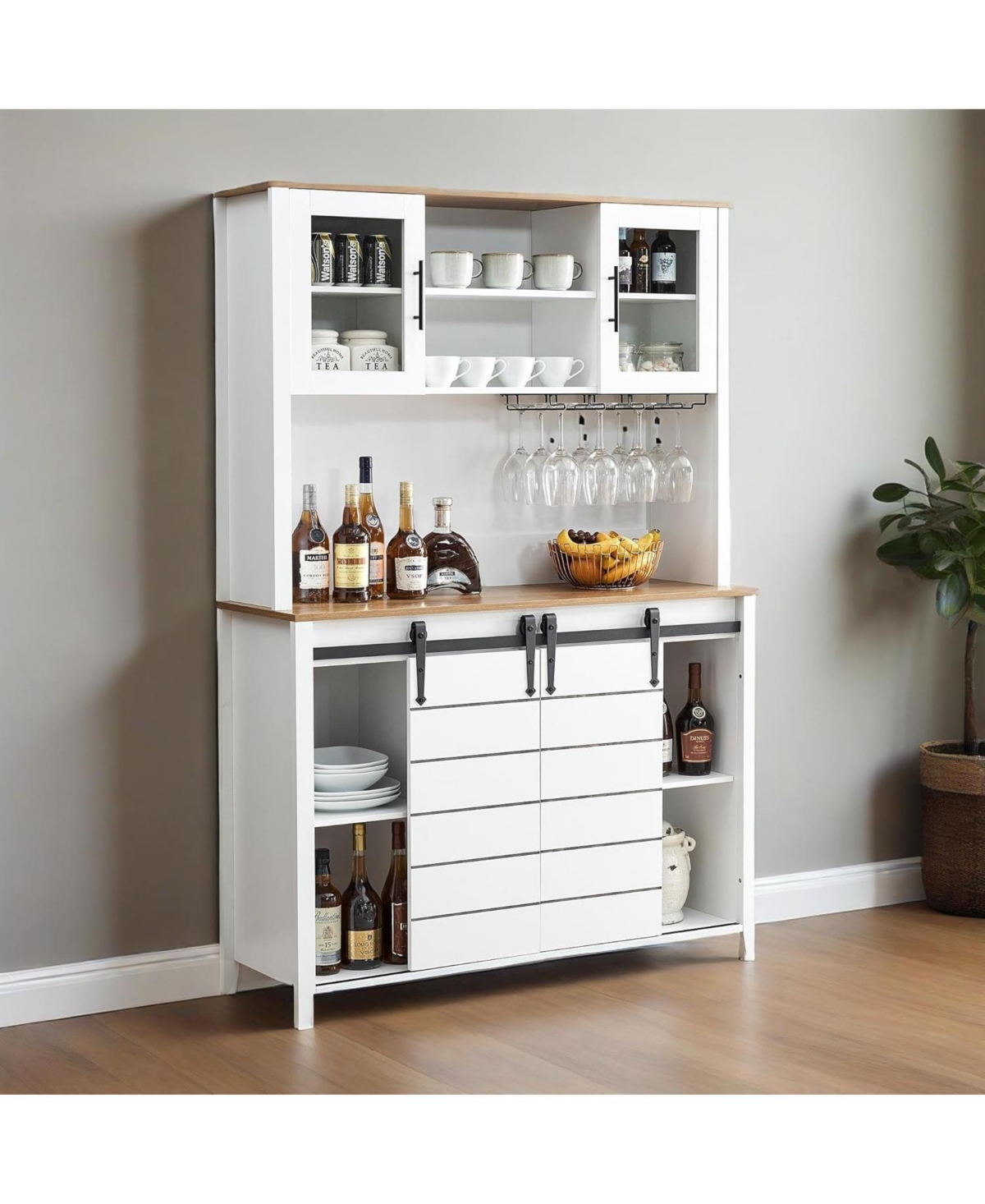 Click here for gaomon 70 Inch Tall Farmhouse Coffee Bar Cabinet K... prices