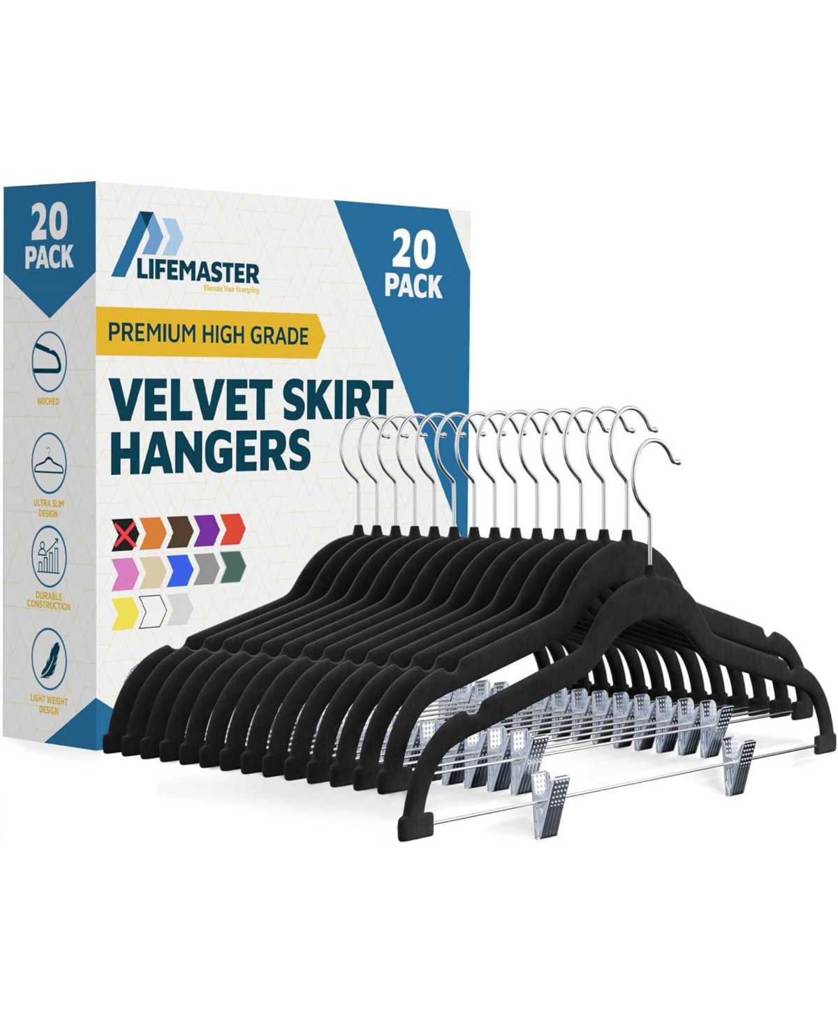 Click here for Lifemaster Velvet Skirt Hangers - Adjustable Clips... prices