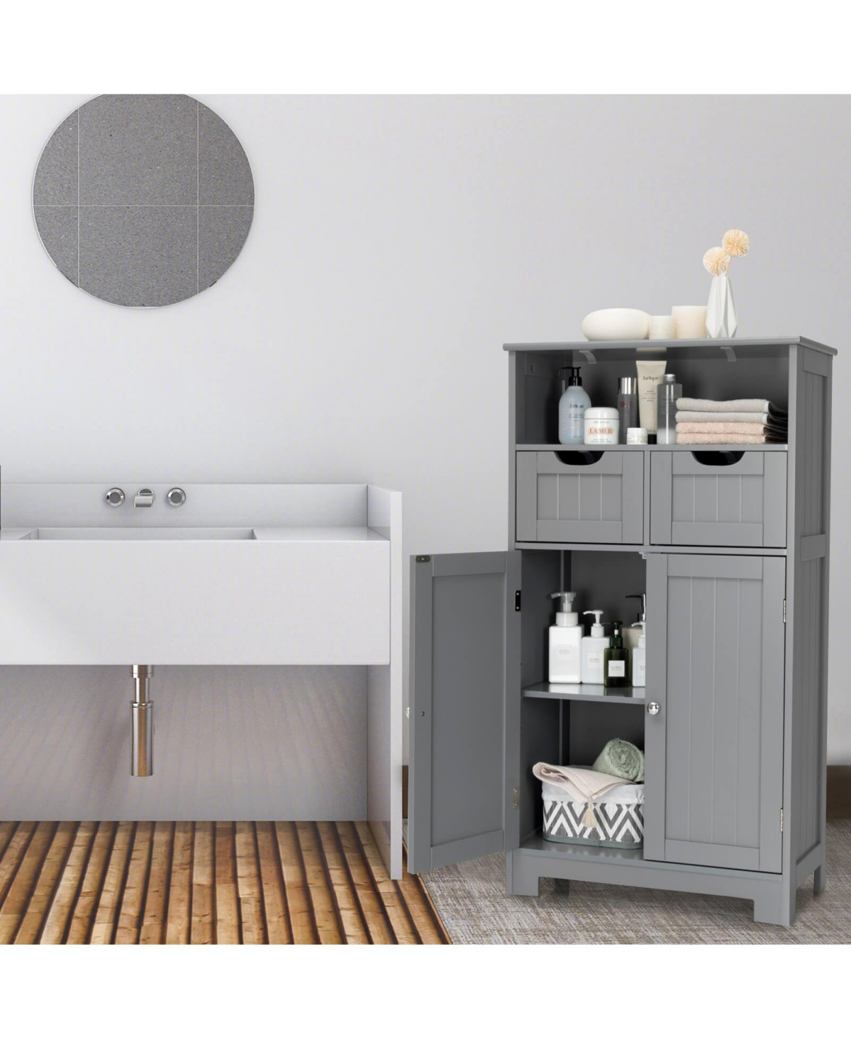 Click here for sumyeg Wooden Bathroom Side Storage Cabinet with 2... prices