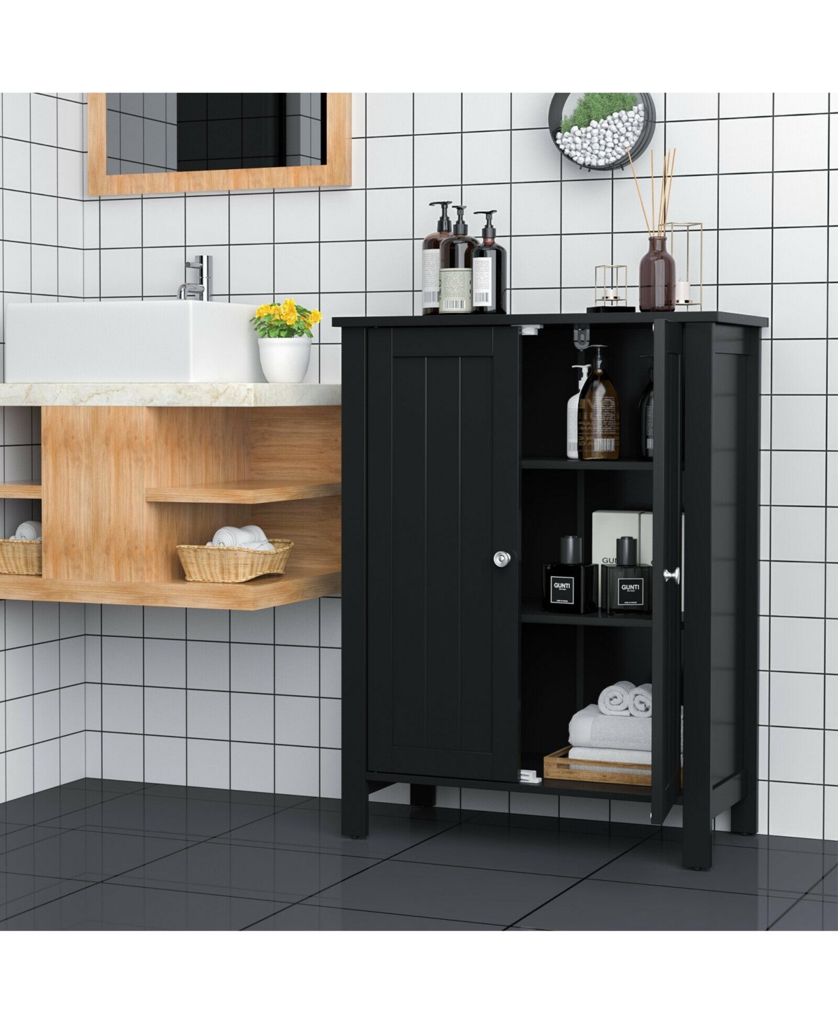 Click here for sumyeg 2-Door Bathroom Floor Storage Cabinet Space... prices