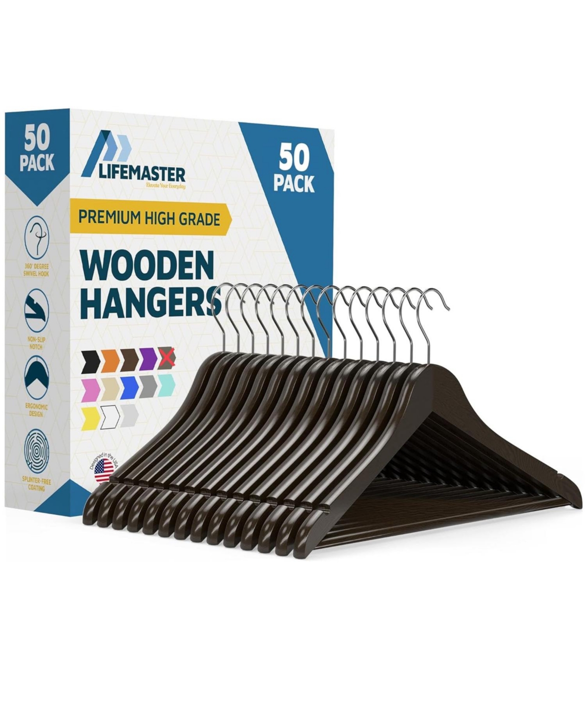 Click here for Lifemaster 50-Piece Wooden Hanger Set - Vintage De... prices