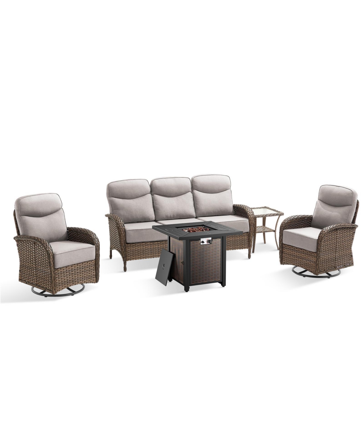 Click here for Pocassy 5-Piece Patio Furniture Set with Fire Pit... prices