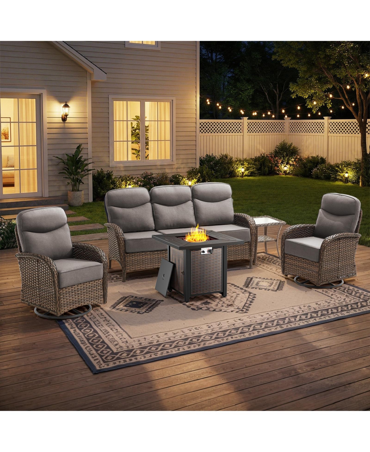 Click here for Pocassy 5-Piece Patio Furniture Set with Fire Pit... prices
