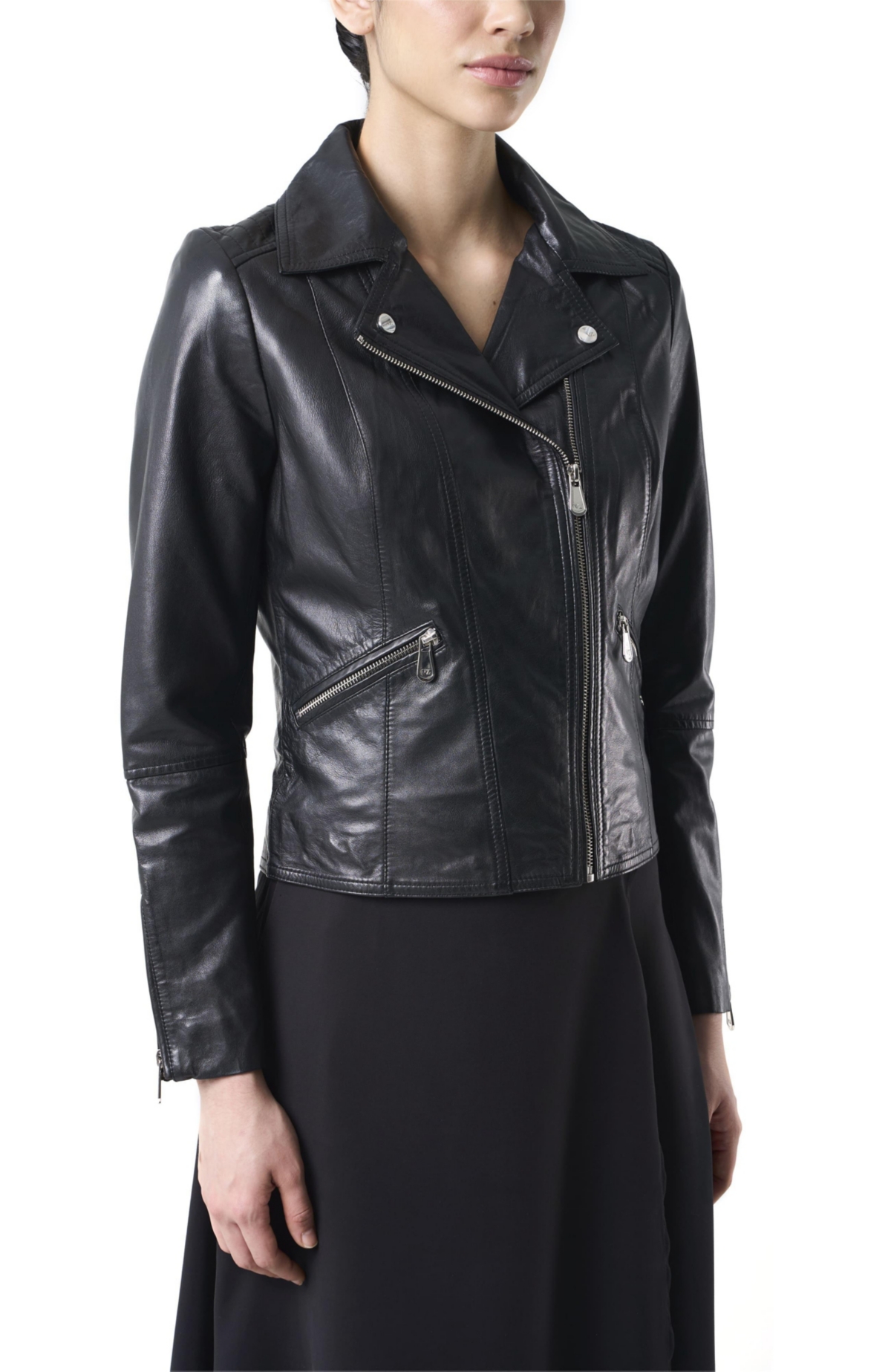 Click here for Velez Womens Biker Leather Jacket with Epaulets -... prices