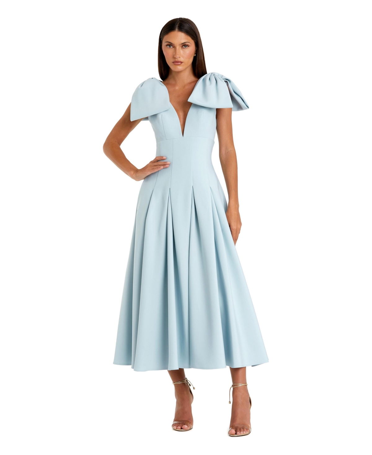 Click here for Mac Duggal Womens Crepe A Line Midi Dress With Bow... prices
