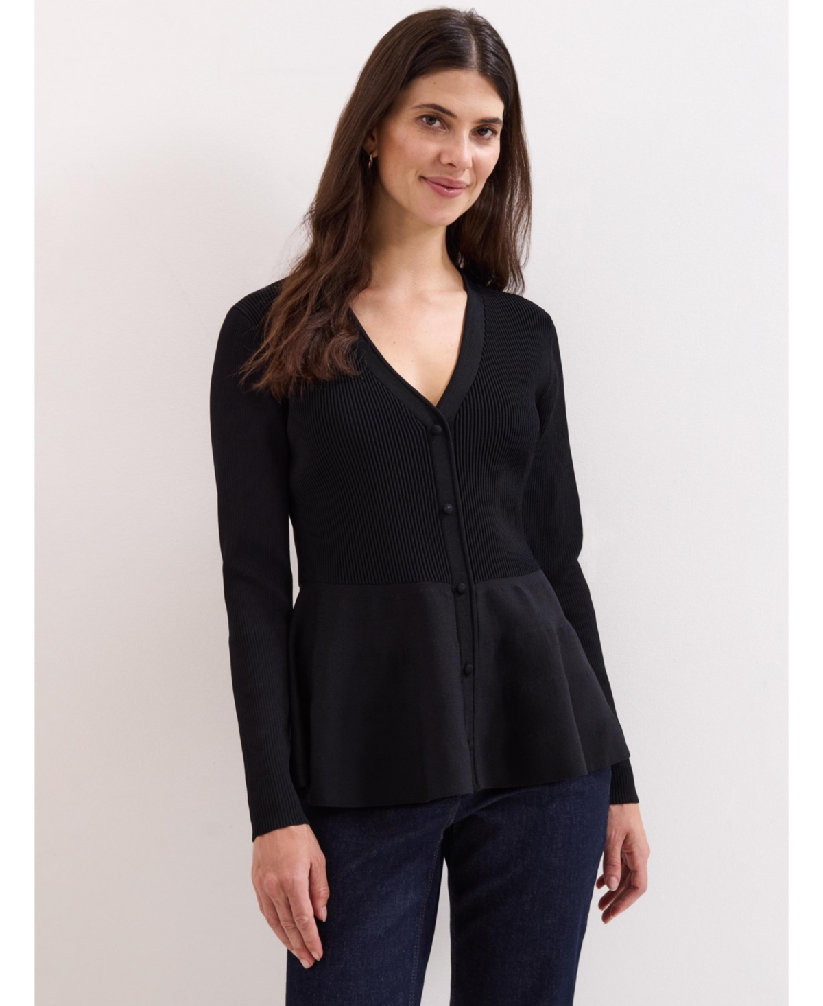 Click here for Phase Eight Womens Roma Peplum Cardigan - Black prices