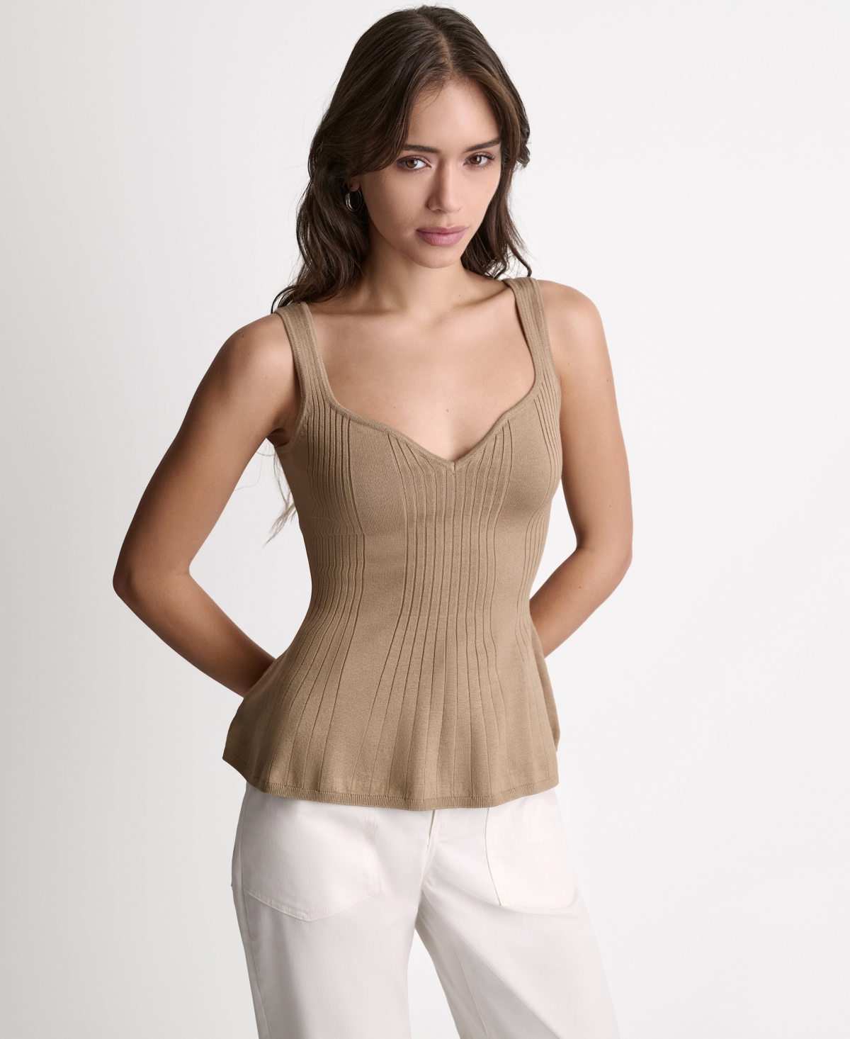 Click here for Bcbg Womens Peplum Rib Sleeveless Tank Top - Frenc... prices