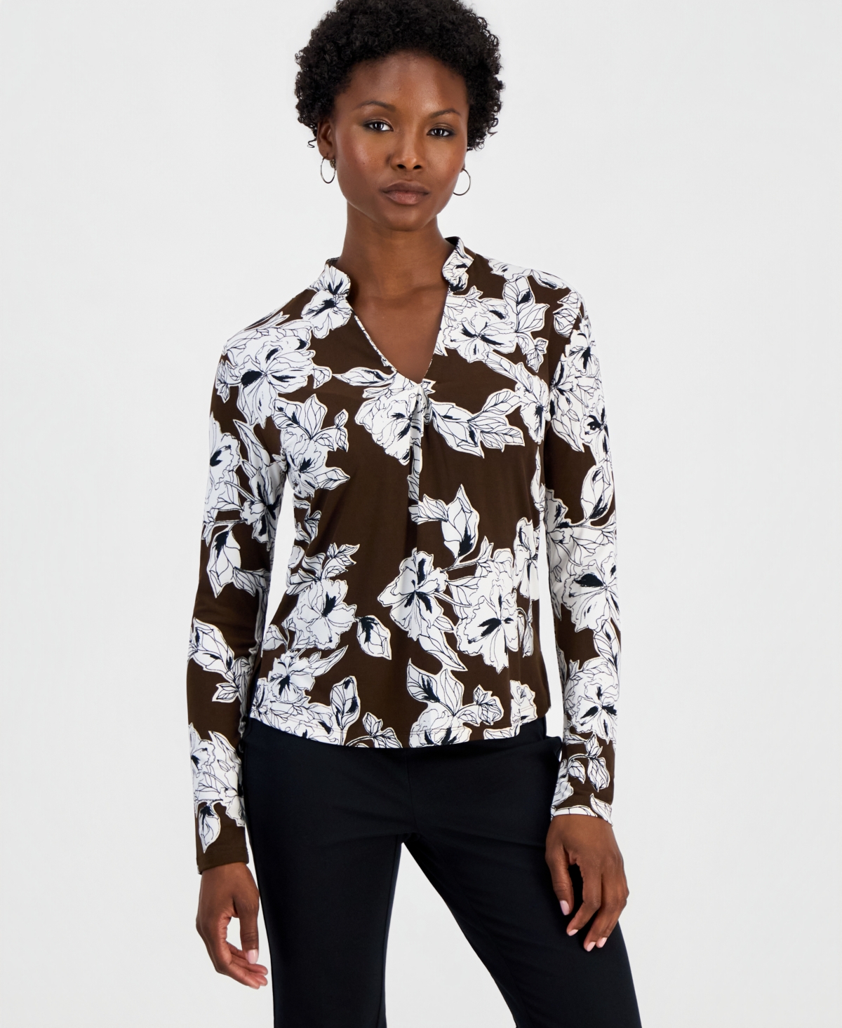 Click here for I.n.c. International Concepts Petite Floral Long-S... prices