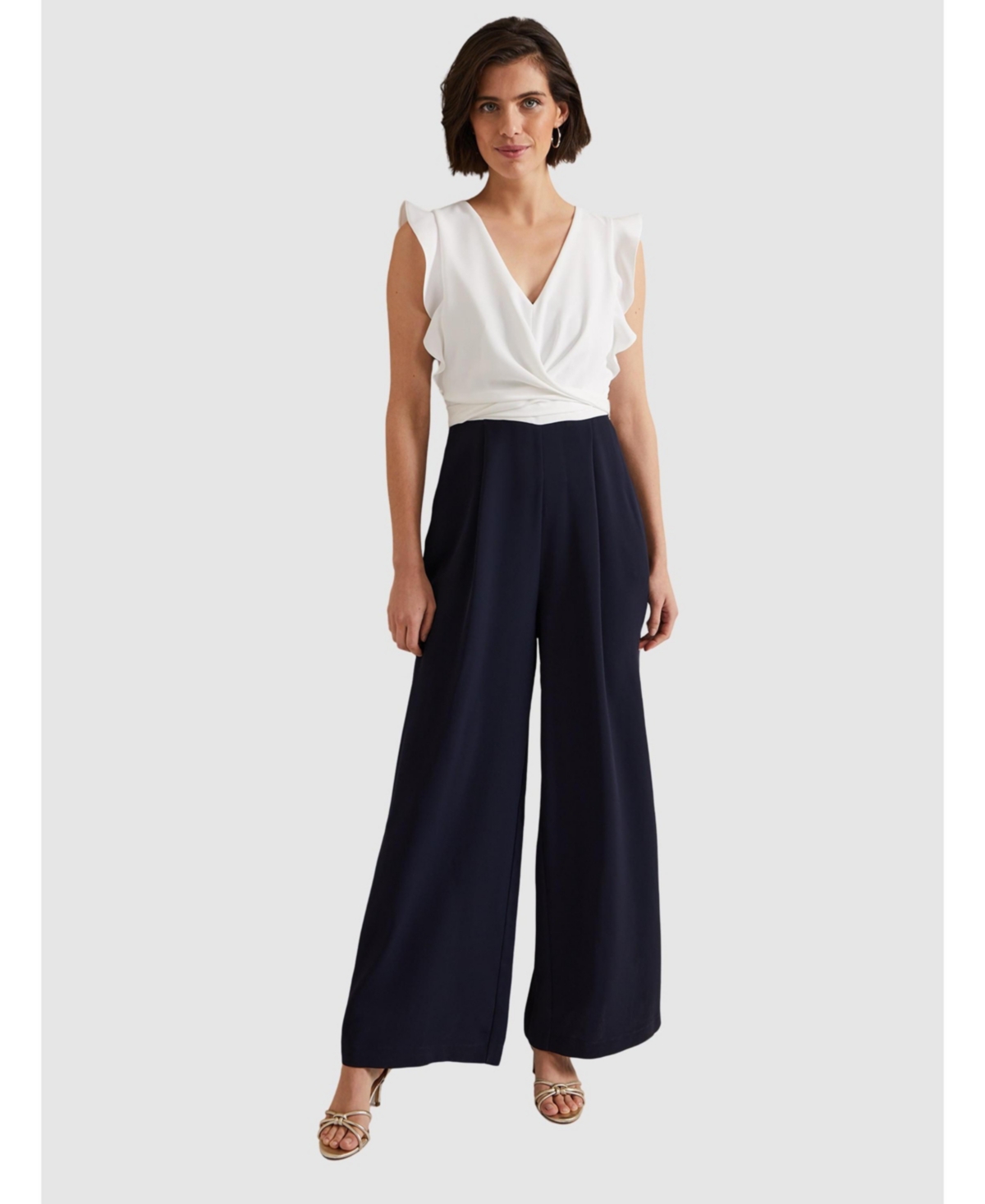 Click here for Phase Eight Womens Ayla Ruffle Wrap Jumpsuit - Nav... prices