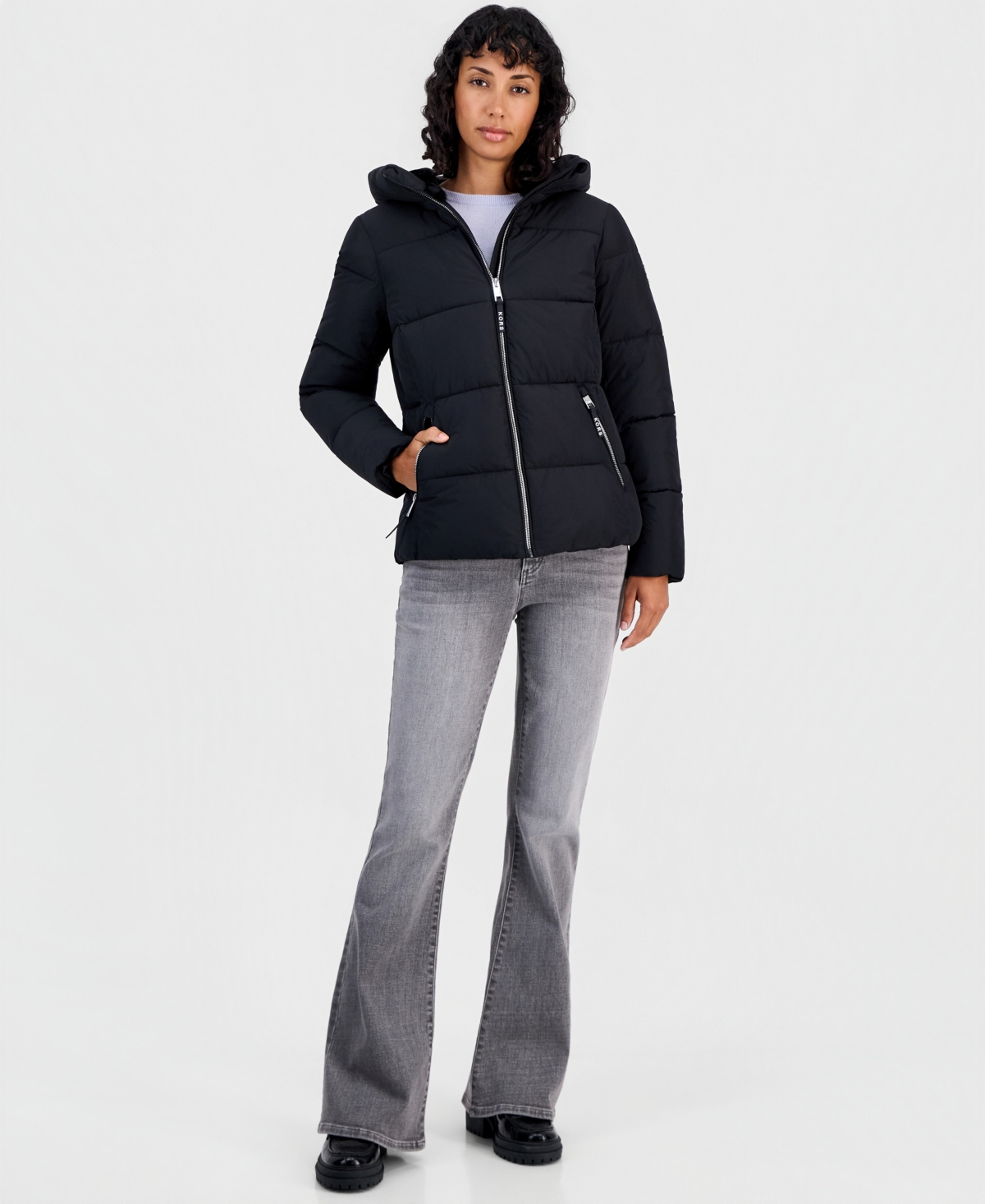 Click here for Michael Kors Womens Faux-Fur-Trim Hooded Puffer Co... prices