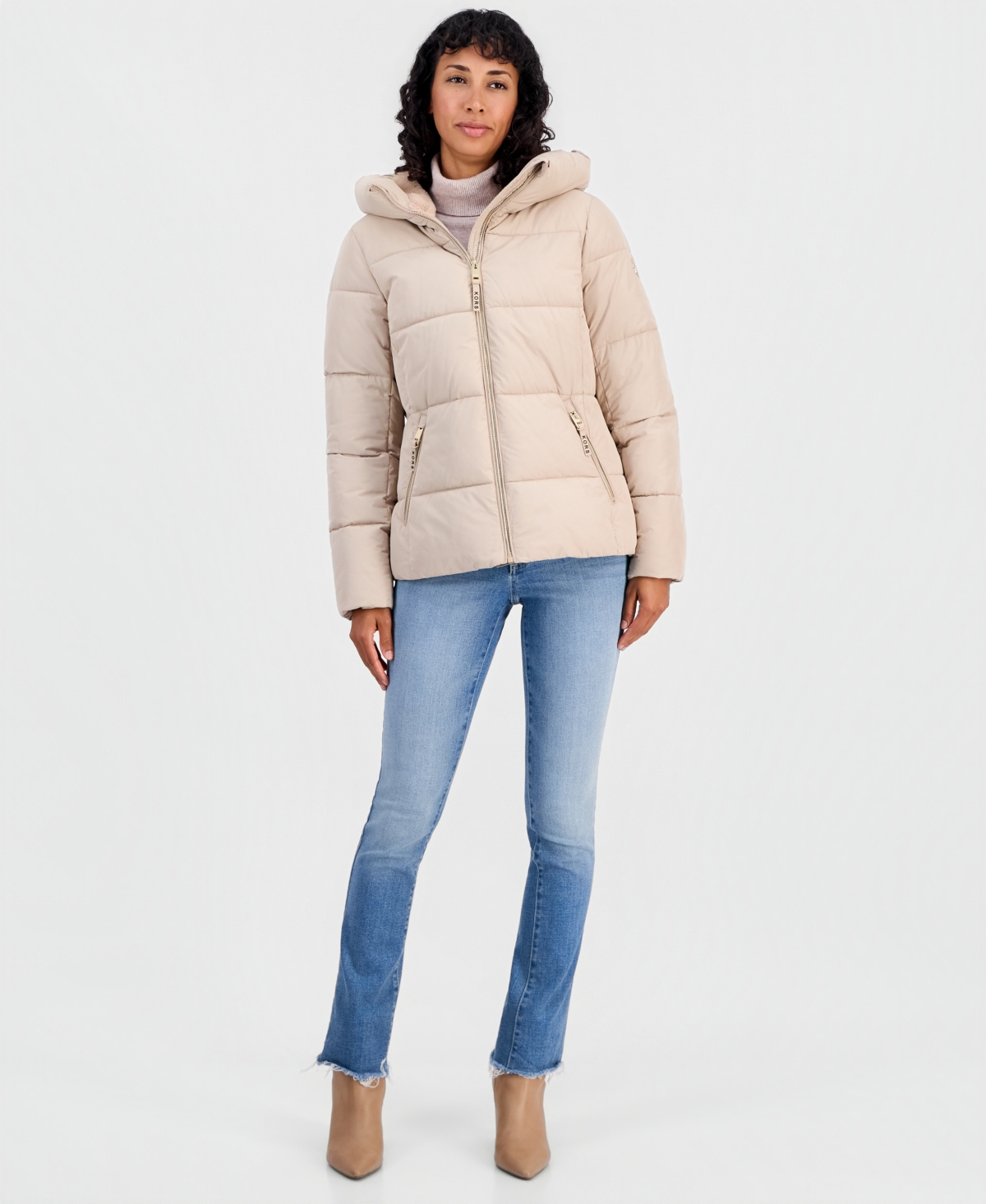 Click here for Michael Kors Womens Faux-Fur-Trim Hooded Puffer Co... prices