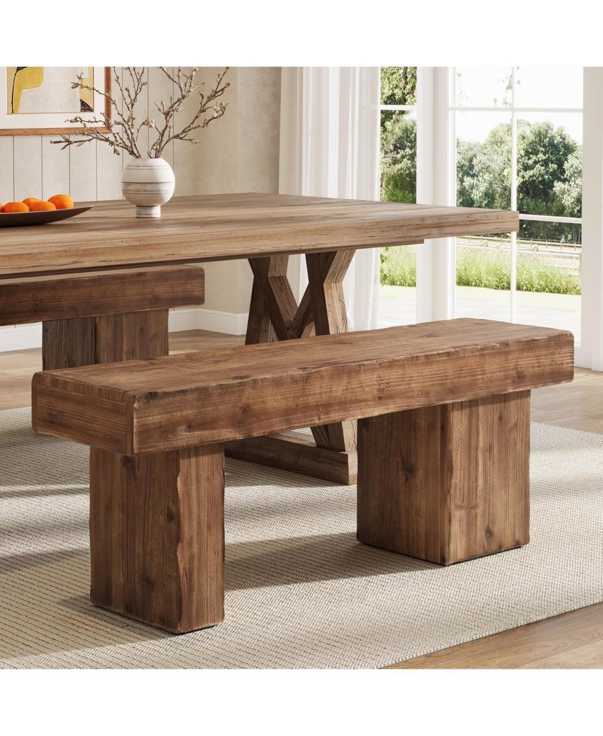 Click here for Tribesigns Solid Wood Dining Bench  47 Farmhouse D... prices
