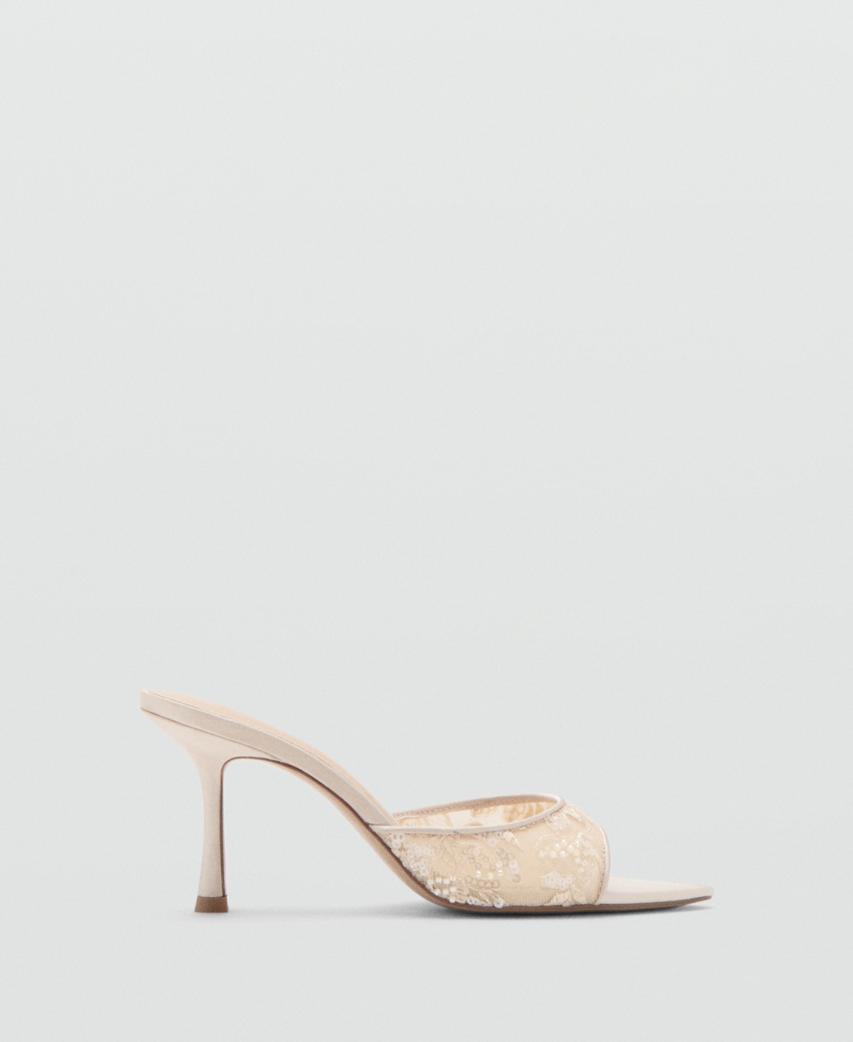 Click here for Mango Womens Lace Heeled Sandals - Nude prices