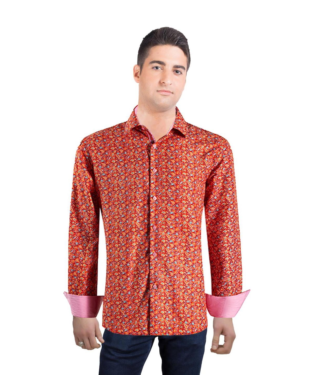 Click here for Elie Balleh Mens Slim Fit Paisley Print Button-Dow... prices