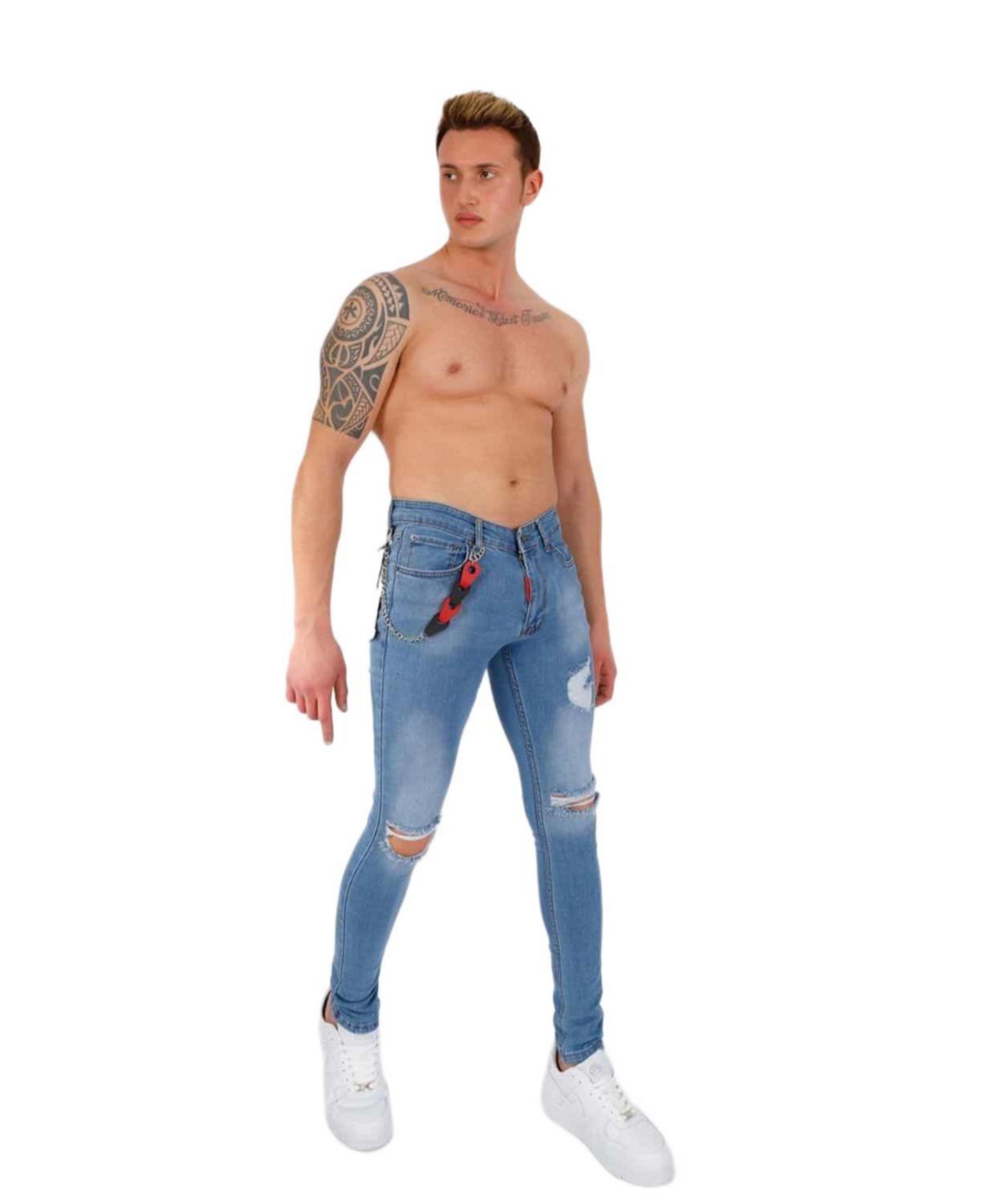 Click here for Elie Balleh Mens Classic Wash Skinny Jeans - Blue prices