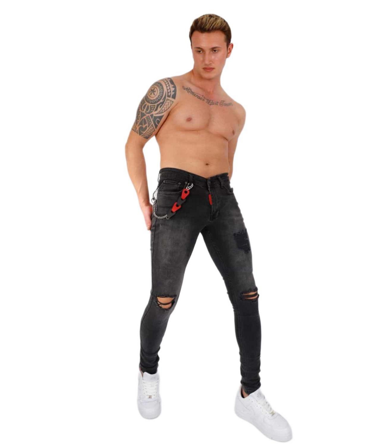 Click here for Elie Balleh Mens Classic Wash Skinny Jeans - Grey prices