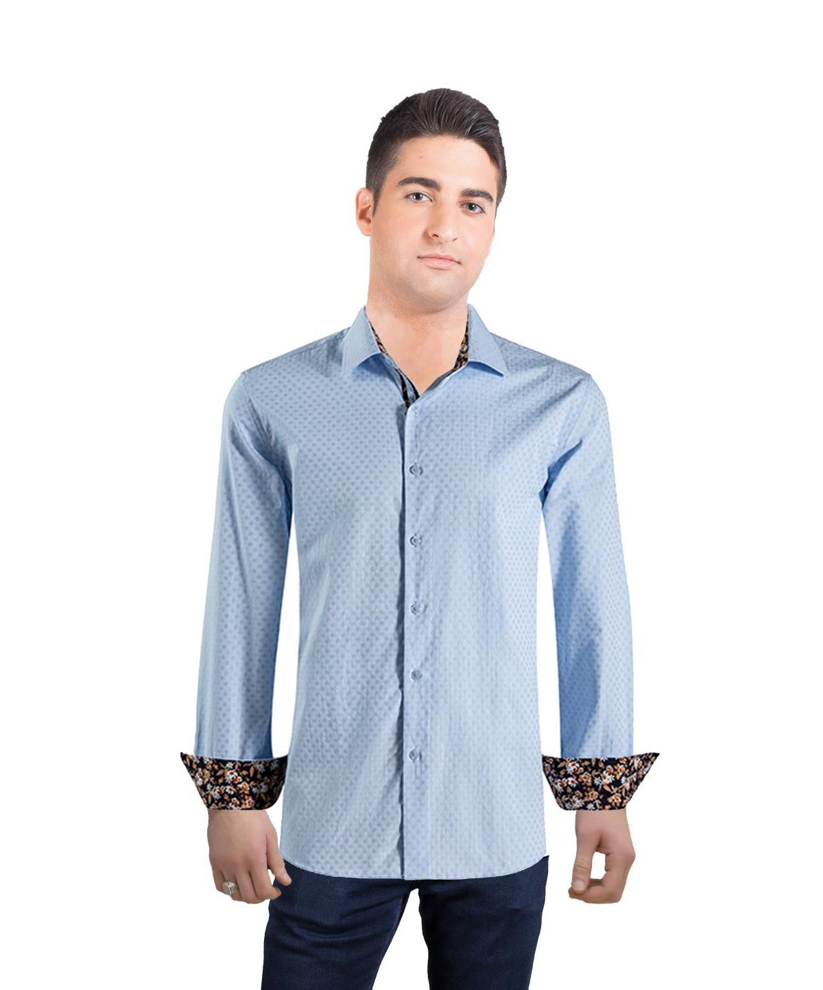 Click here for Elie Balleh Mens Slim Fit Jacquard Dot Button-Down... prices