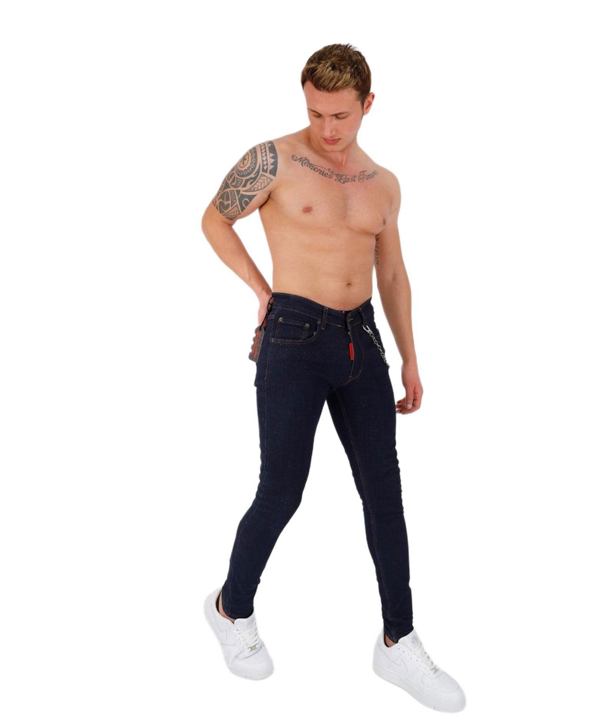 Click here for Elie Balleh Mens slim fit skinny wash jeans - Blue prices