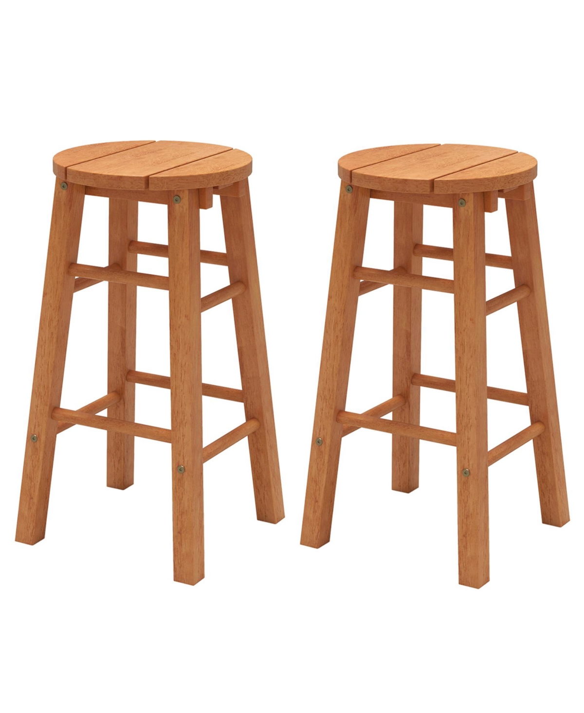Click here for Gymax Set of 2 Outdoor Wood Bar Stools with Round... prices