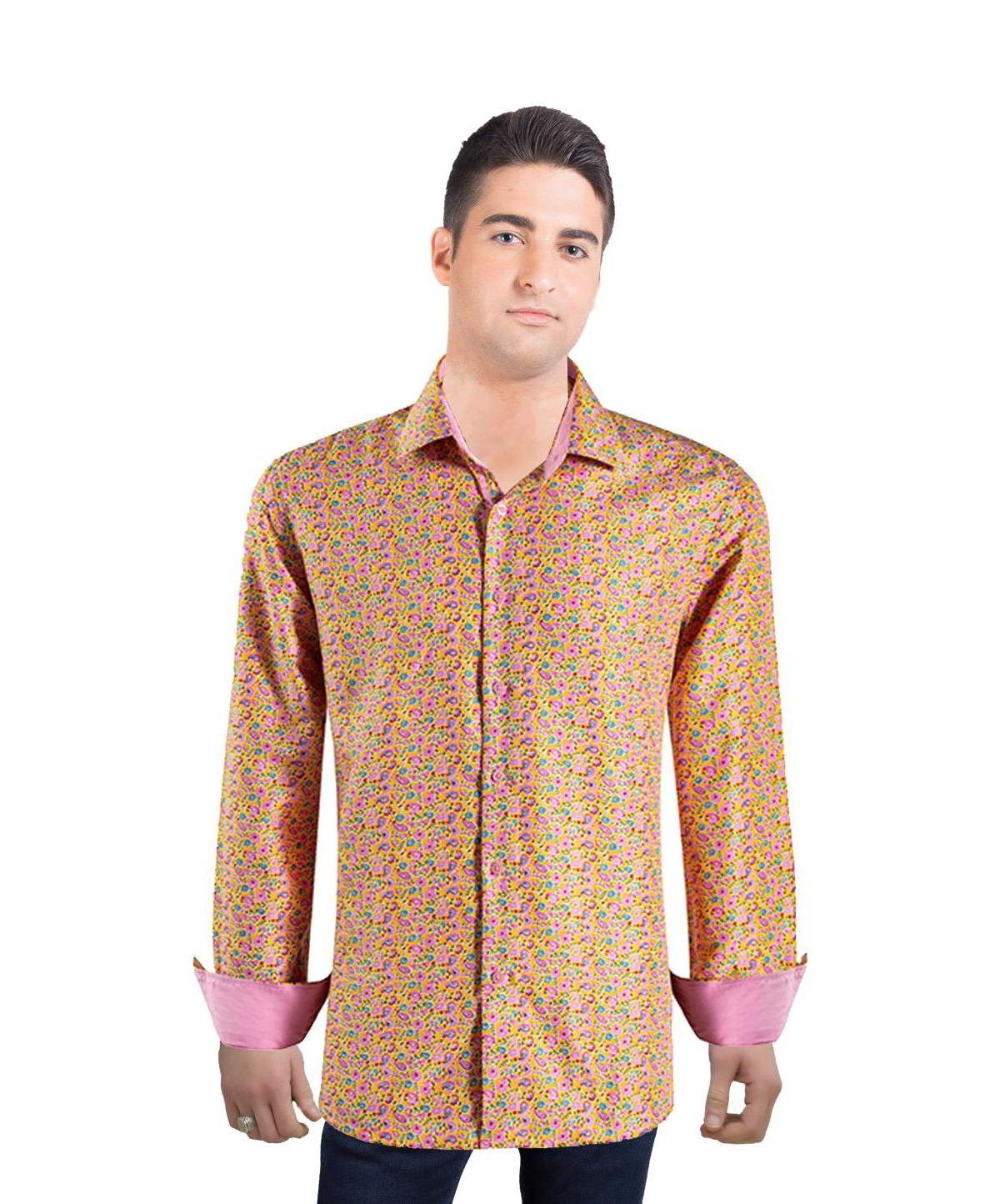 Click here for Elie Balleh Mens Slim Fit Paisley Print Button-Dow... prices