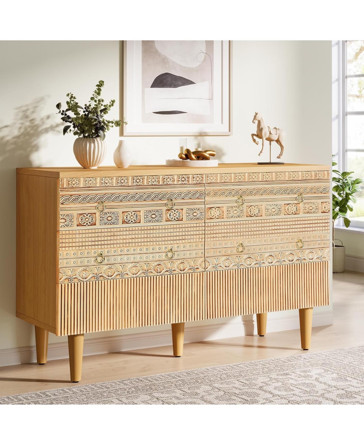 Click here for Tribesigns 6-Drawer Boho Dresser  47 Wooden Storag... prices