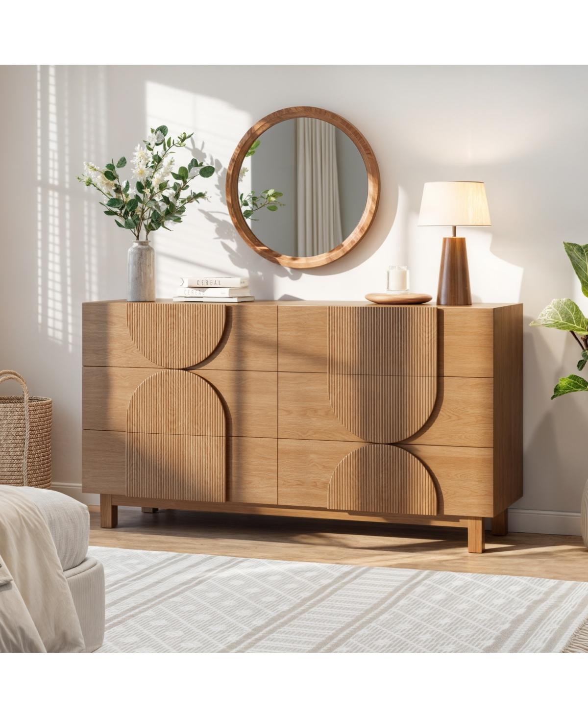 Click here for Streamdale Furniture 6-Drawer Modern Fluted Wood D... prices