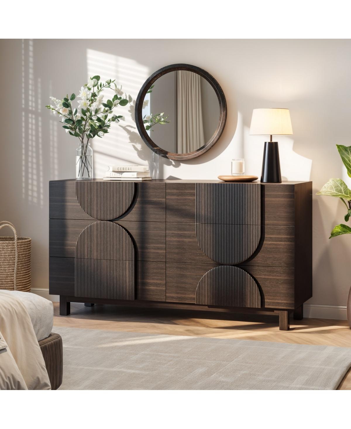 Click here for Streamdale Furniture 6-Drawer Fluted Wood Dresser... prices