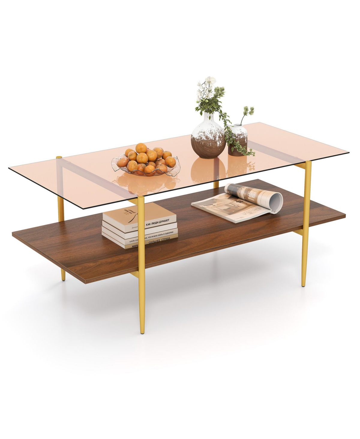 Click here for Gymax 2-Tier Glass Coffee Table w/ Tampered Glass... prices