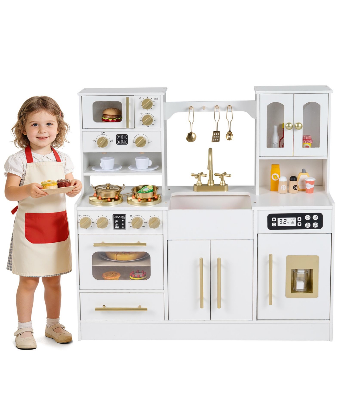 Click here for Gymax Wooden Kitchen Playset w/Realistic Lights an... prices