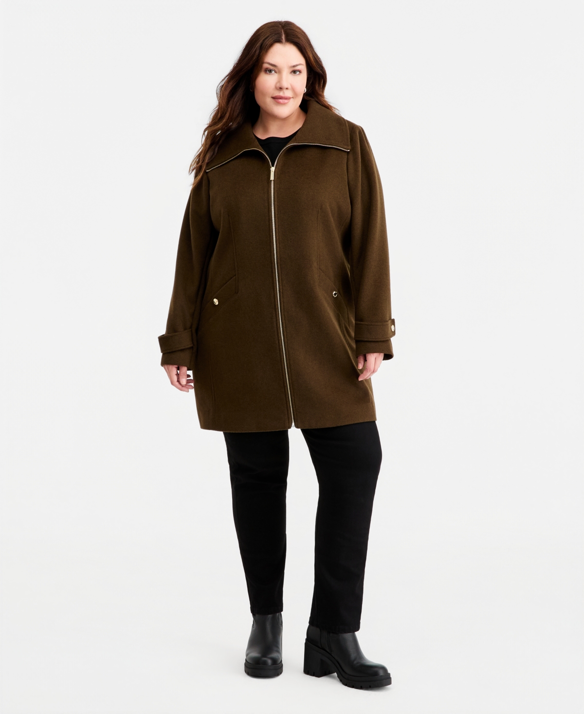 Click here for Michael Michael Kors Plus Size Collared Zip-Front... prices