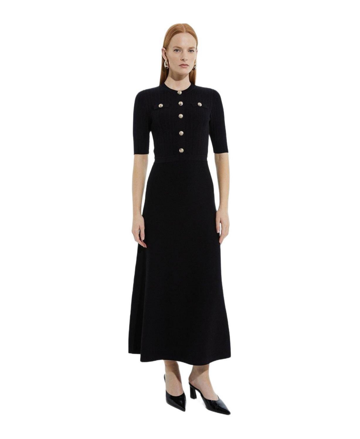 Click here for Karen Millen Womens Rib Knit Military Trim Maxi Dr... prices