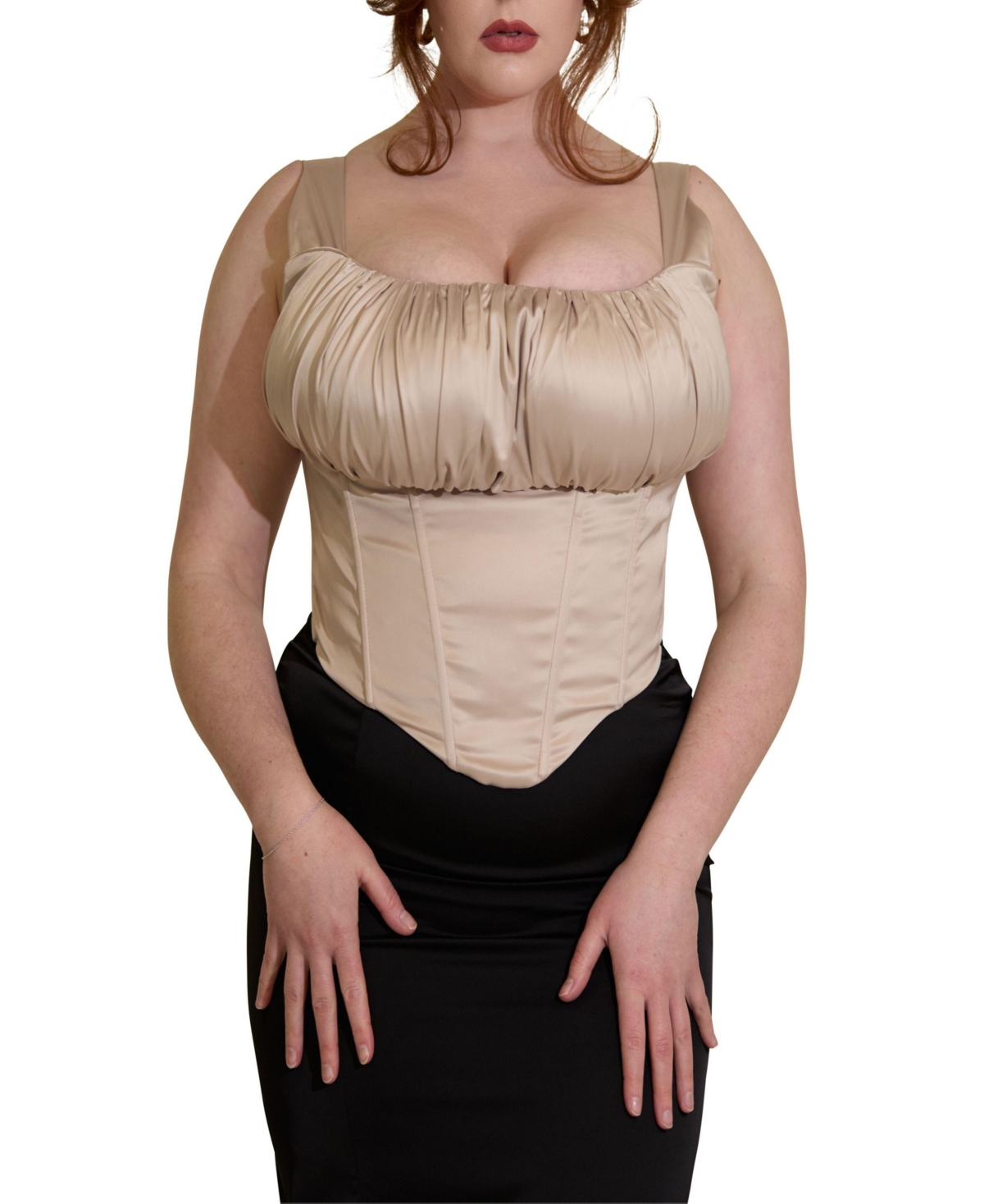 Click here for Taideux Womens Alyssa Fuller Bust Satin Corset Top... prices