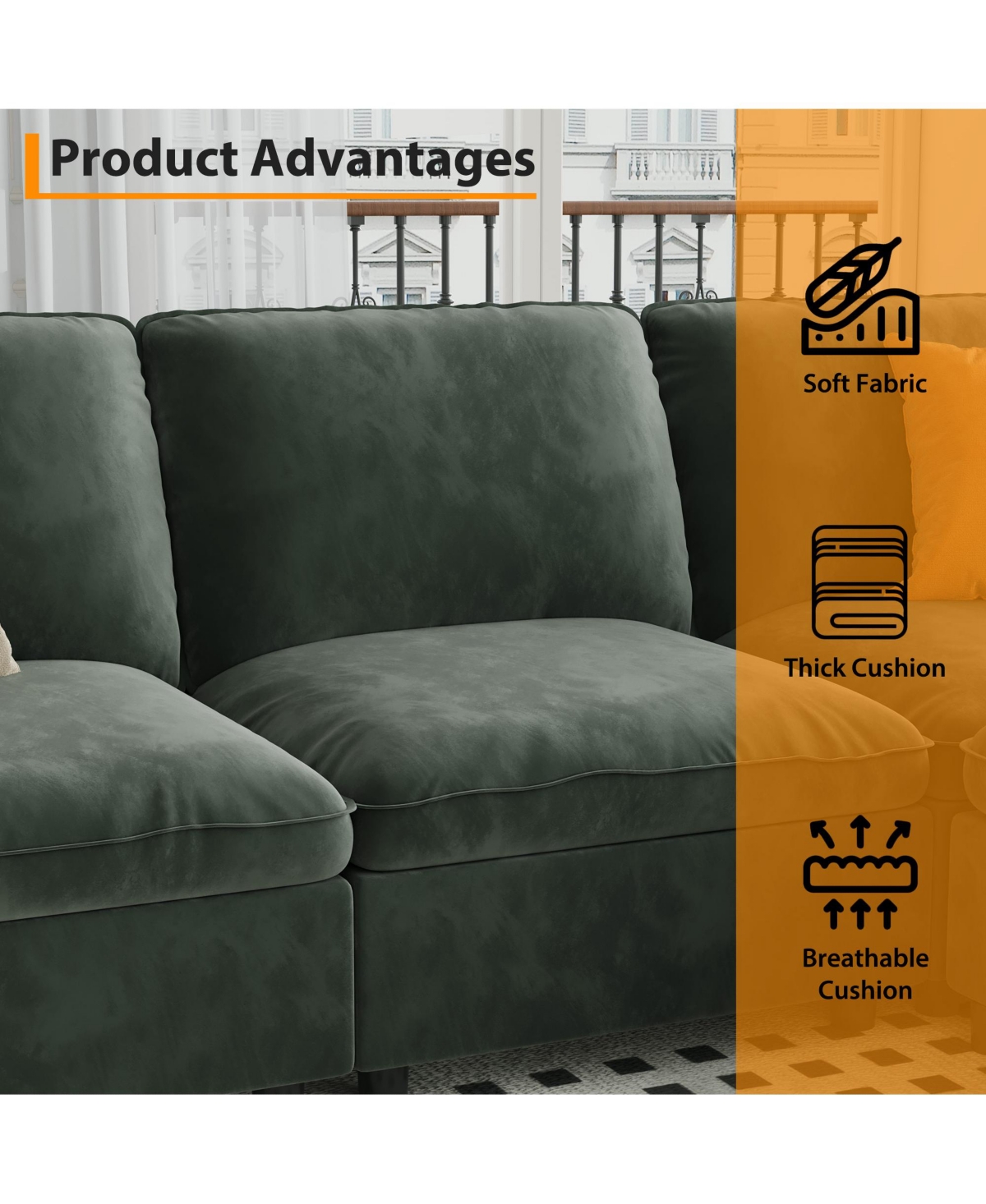 Click here for gaomon Modular Sectional Sofa with Storage Ottoman... prices