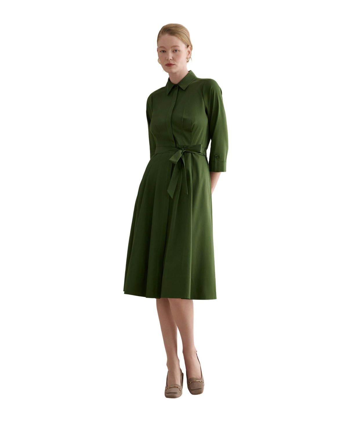 Click here for Hobbs London Womens Brigitta Midi Dress - Green prices