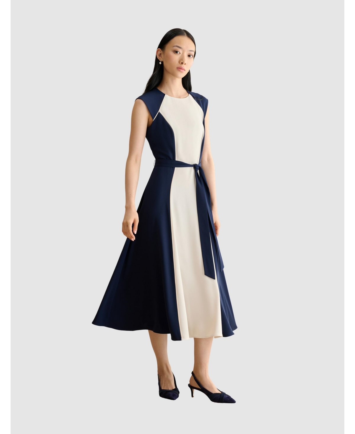 Click here for Hobbs London Womens Andrea Colour Block Midi Dress... prices