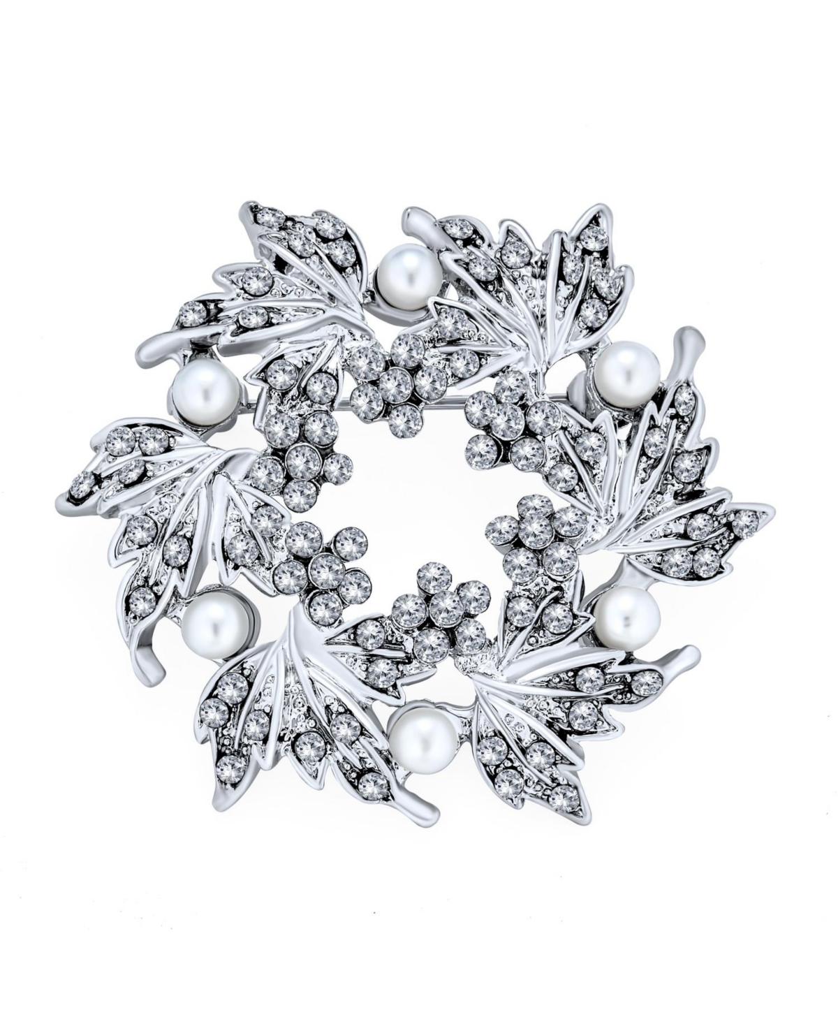 Click here for Bling Jewelry Pearl Wreath Circle Statement Brooch... prices