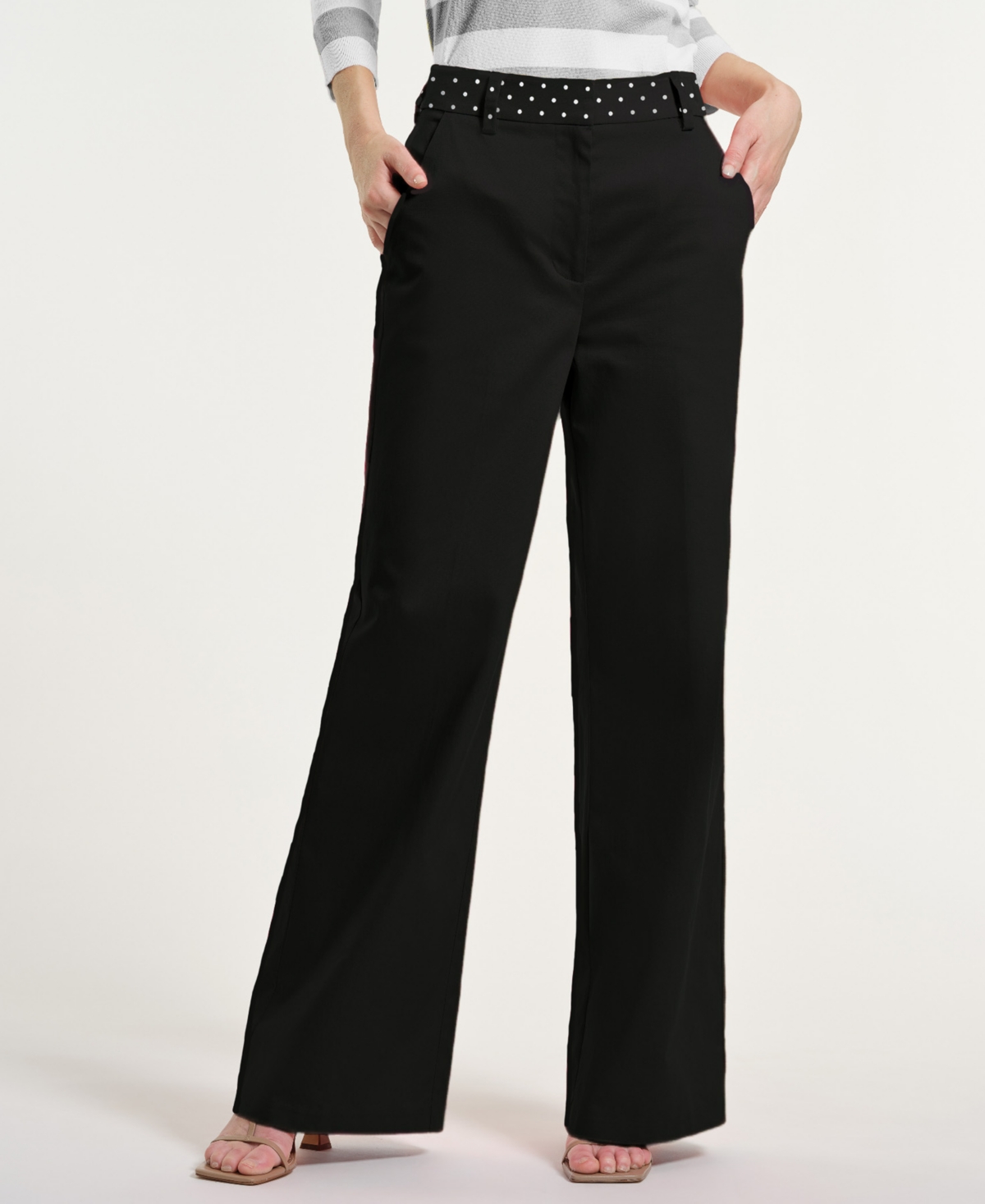 Click here for Isaac Mizrahi Womens High-Rise Trousers - Black Wh... prices