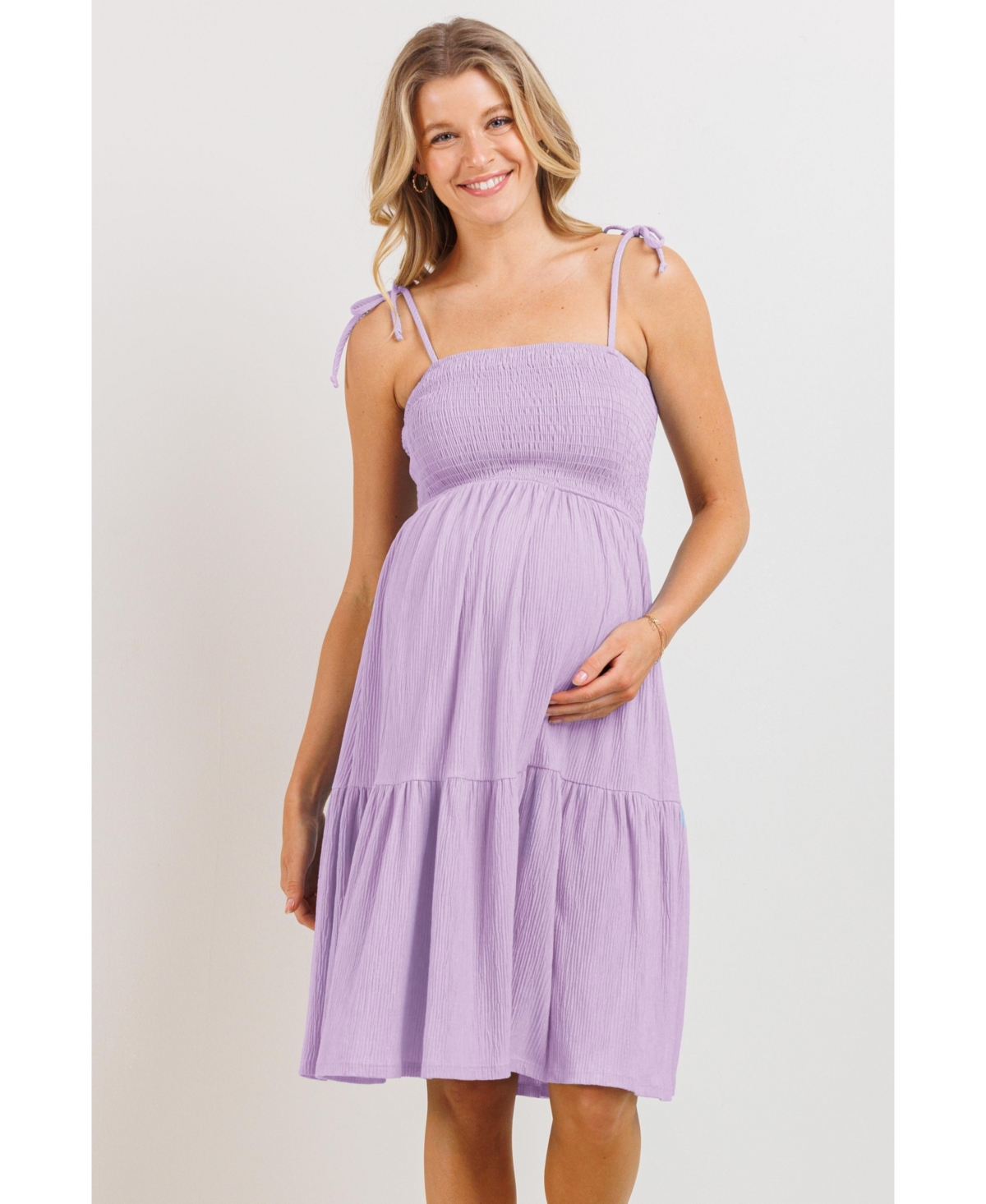 Click here for Hello Miz Maternity Tiered Smocked Sundress with T... prices