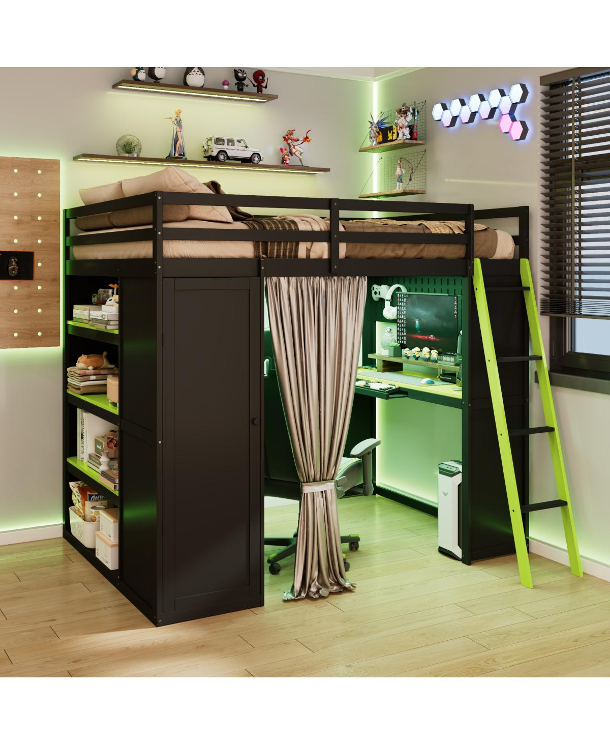 Click here for Streamdale Furniture Wood Loft Bed with Wardrobe... prices